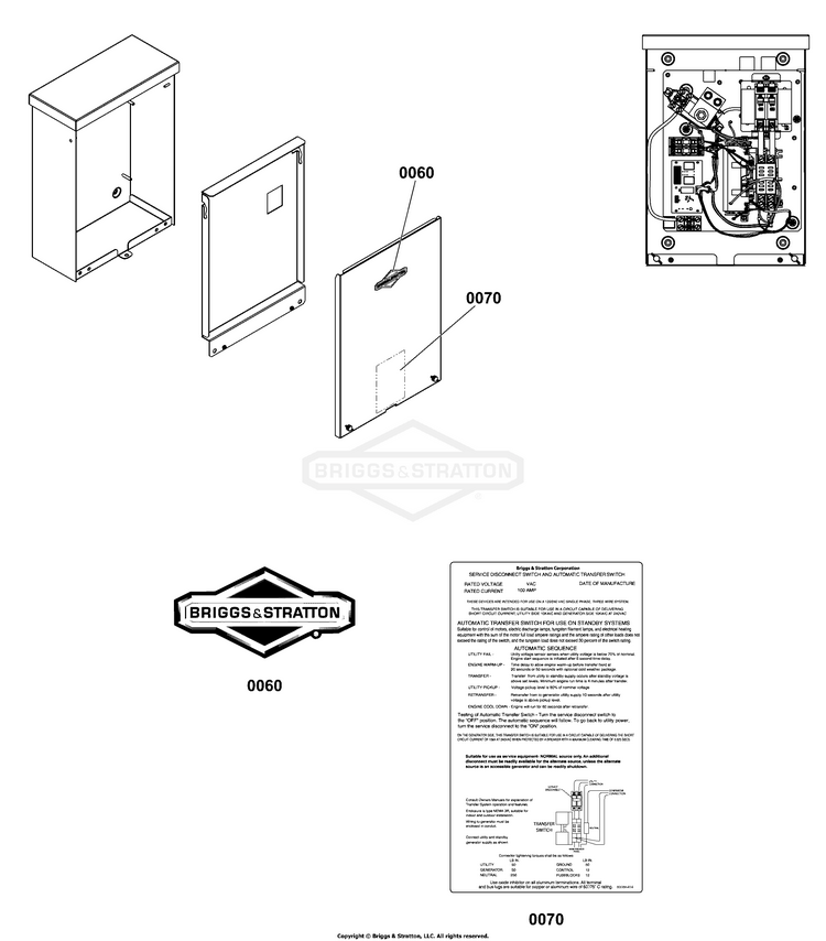 Briggs & Stratton 071210-00 - 100 Amp Automatic Transfer Switch ...