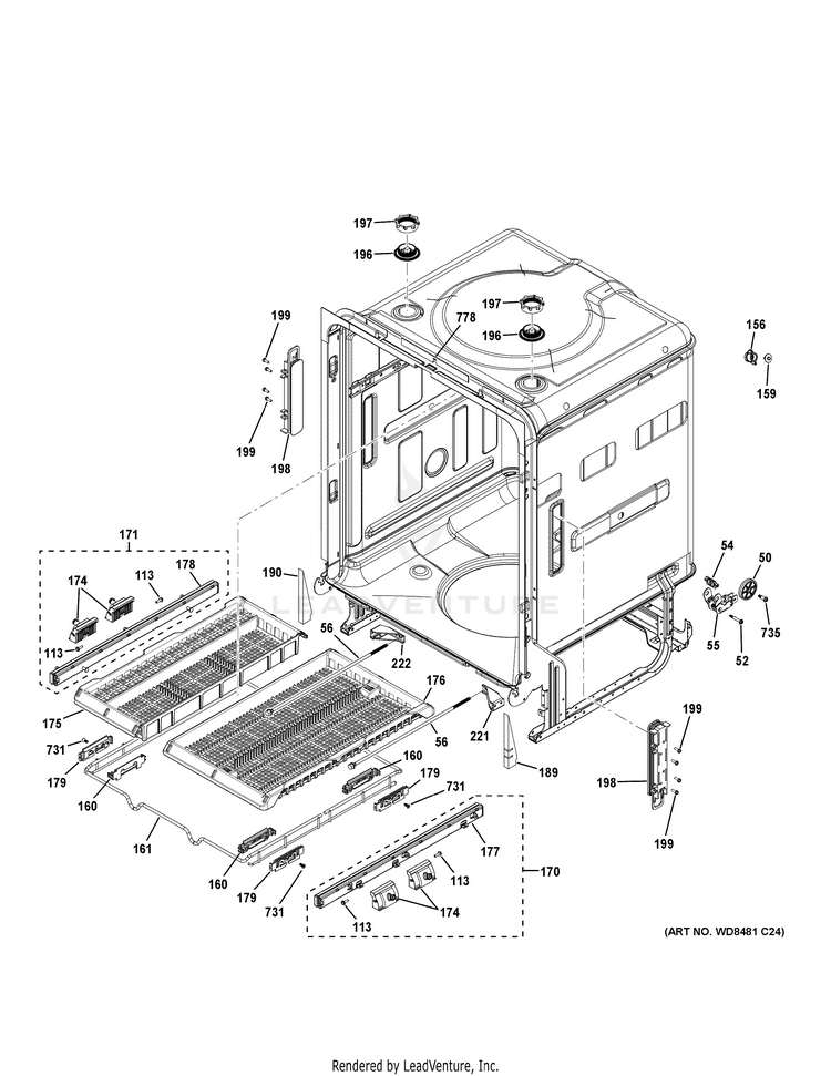 GE ZDT975SSJ2SS Dishwasher Parts and Accessories at PartsWarehouse