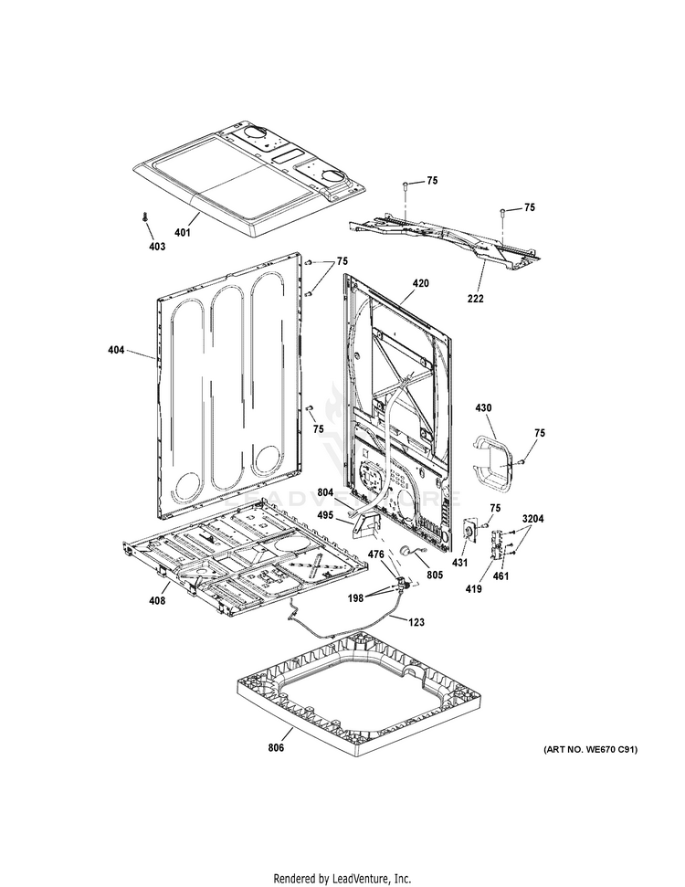 GE GTD75ECSL0WS Dryer Electric | Partswarehouse