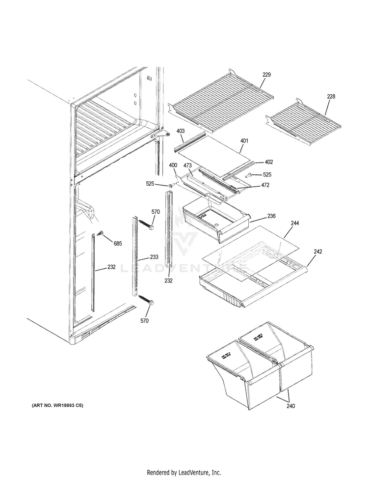 GE GIE18ETHHRBB Refrigerator - PartsWarehouse