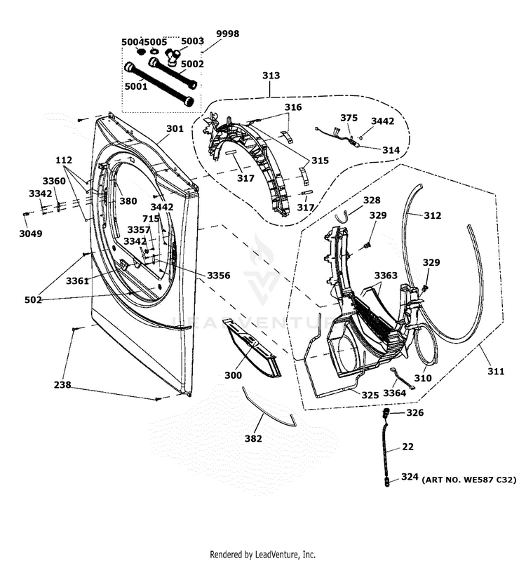 GE GFD45ESPK0DG Electric Dryer | Partswarehouse