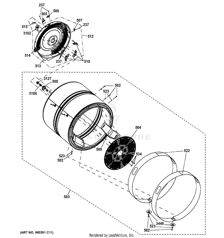GE GFDN240EL1WW Electric Dryer | Partswarehouse