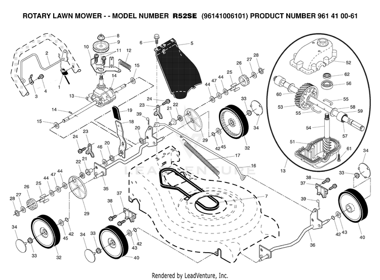 Husqvarna R52 SE - 96141006101 (2006-05) Walk Behind Mower | Partswarehouse