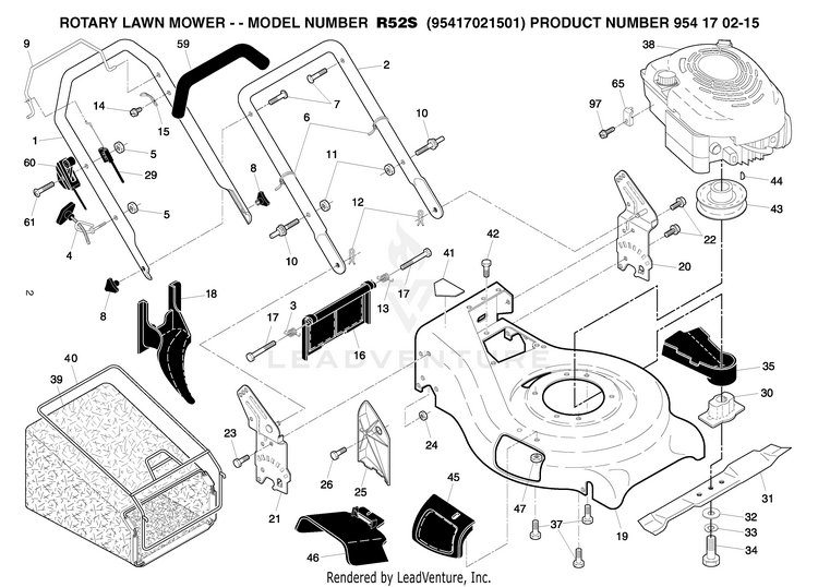 Husqvarna R52 S - 95417021501 (2005-02) Walk Behind Mower | Partswarehouse