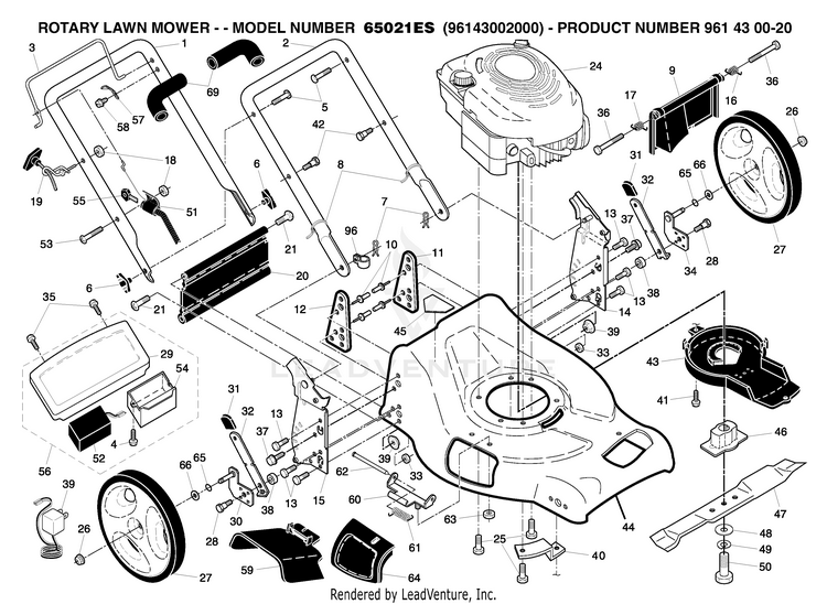 Husqvarna 65021 ES - 96143002000 (2006-12) Walk Behind Mower ...