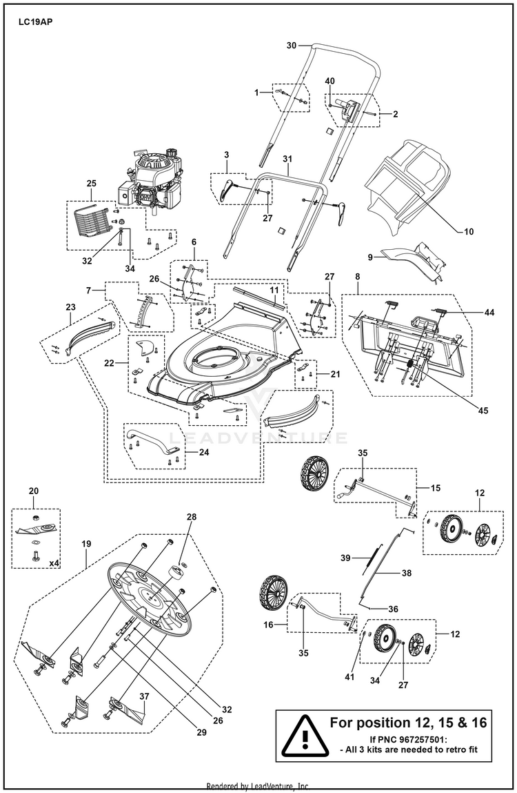 Husqvarna LC 19AP Walk Behind Mower Parts and Accessories at PartsWarehouse