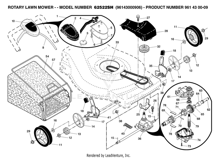 Husqvarna 6522 SH - 96143000906 (2007-05) Walk Behind Mower ...