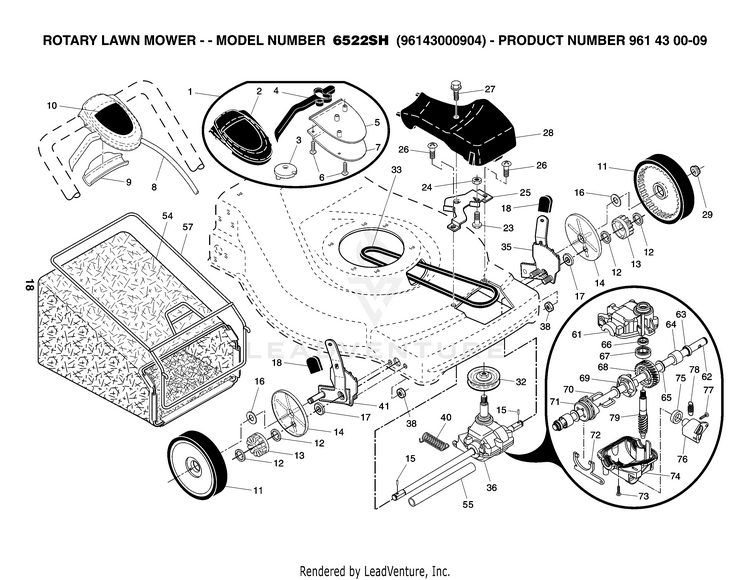 Husqvarna 6522 SH - 96143000904 (2006-08) Walk Behind Mower ...