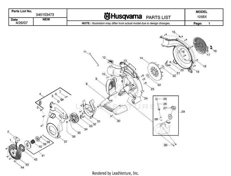 Husqvarna 125 BX (20071800001-20082200000) BLOWERS | Partswarehouse