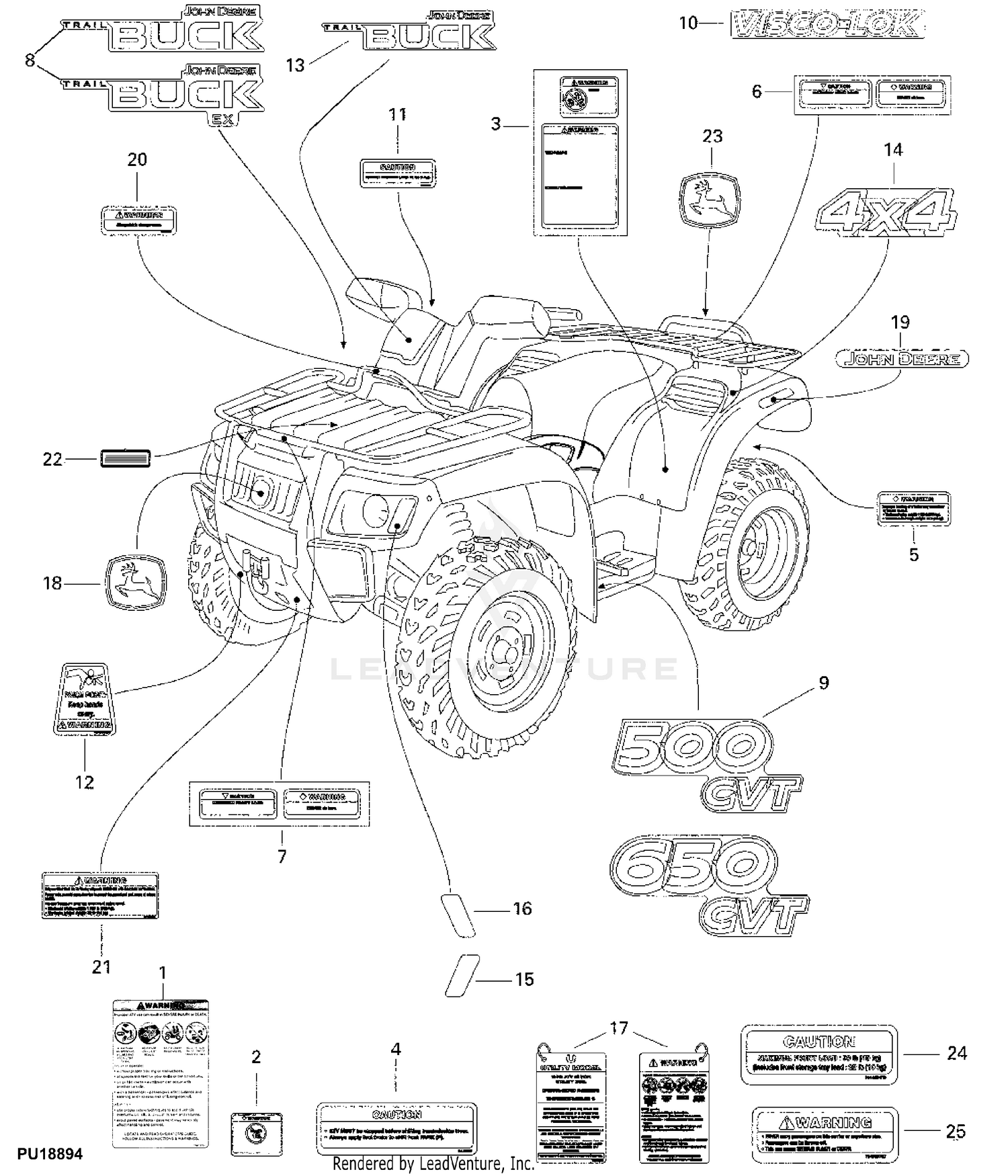 John Deere Buck 500 Parts WATER PUMP [B01] UTILITY VEHICLE John