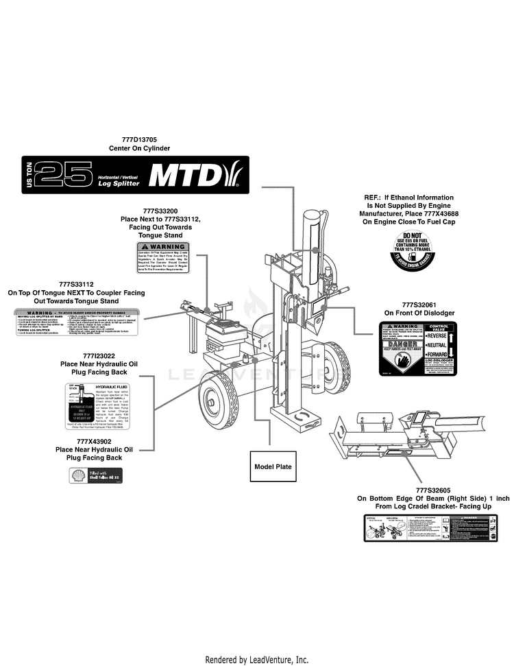 MTD 24BF550M006 (2009) Log Splitter | Partswarehouse