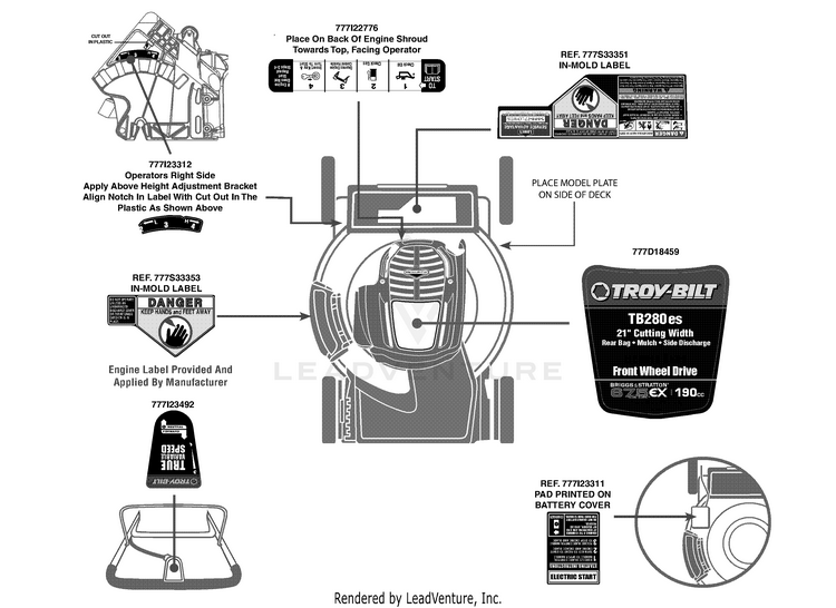 Troy-Bilt TB280ES 12AGA26G011 (2013) Self Propelled Mower | Partswarehouse