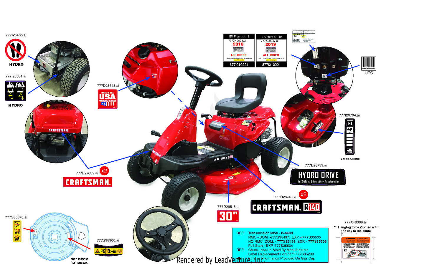 MTD CMXGRAM1130040 13AC21JD093 R140 2019 Label Map