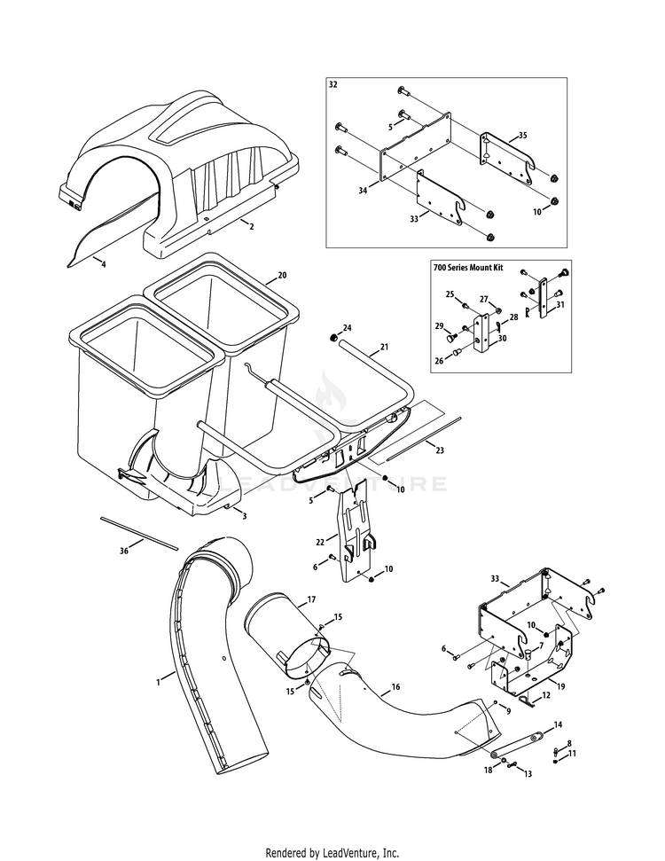 MTD OEM-190-180A Twin Rear Bagger (2013) 19A30002000 (2013) Attachment ...