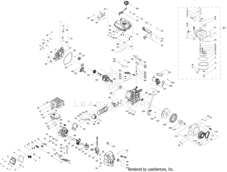 Troy-Bilt 265-WUA 179cc Engine Troy-Bilt OHV Engine | Partswarehouse