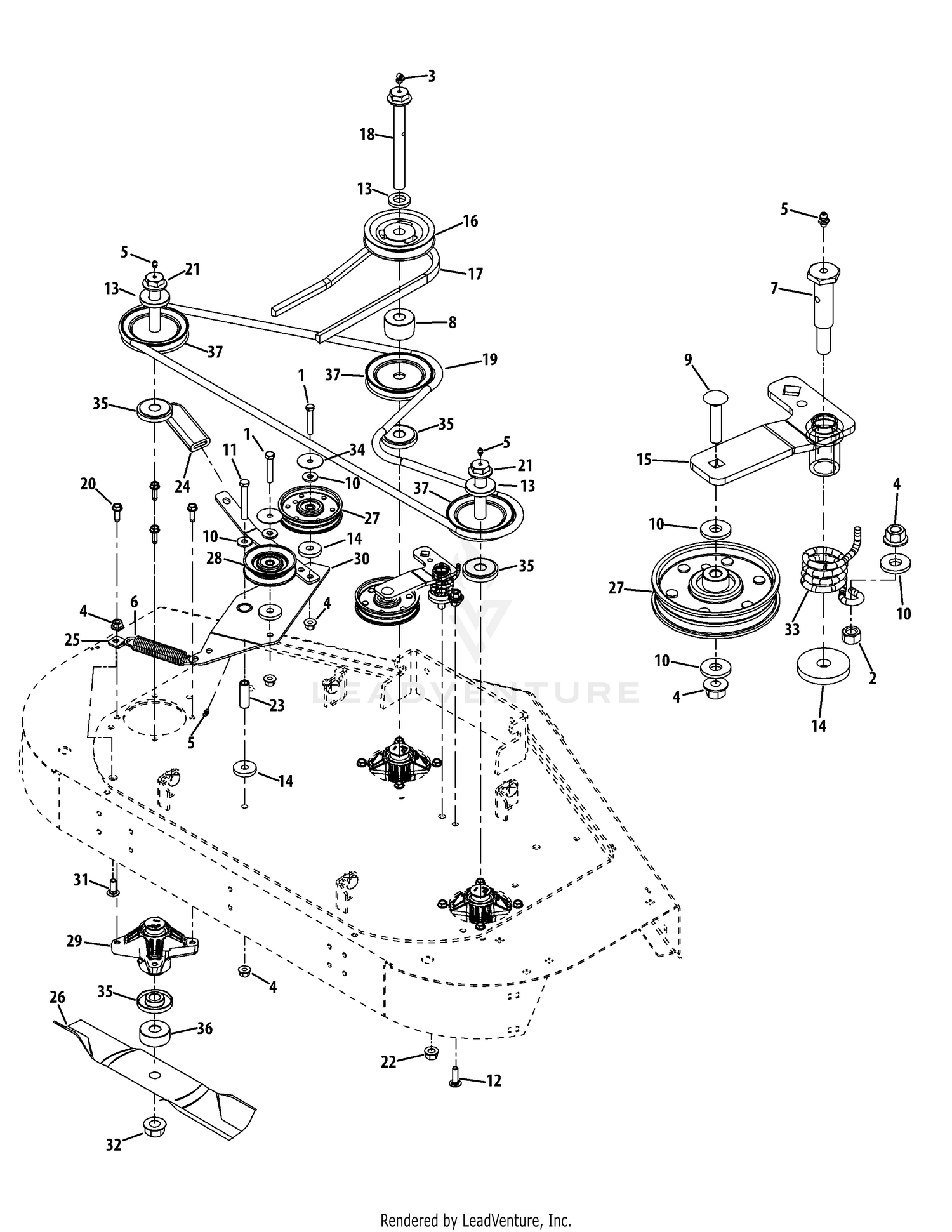Cub Cadet Z Force 54 Kohler 17BF3AGX 2013 17BF3AGX010 2013 Deck Spindle Assembly 54 Inch