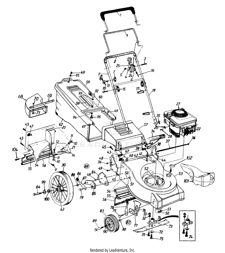 Mastercraft 115-518C054 (1995) Push Walk-Behind Mower | Partswarehouse